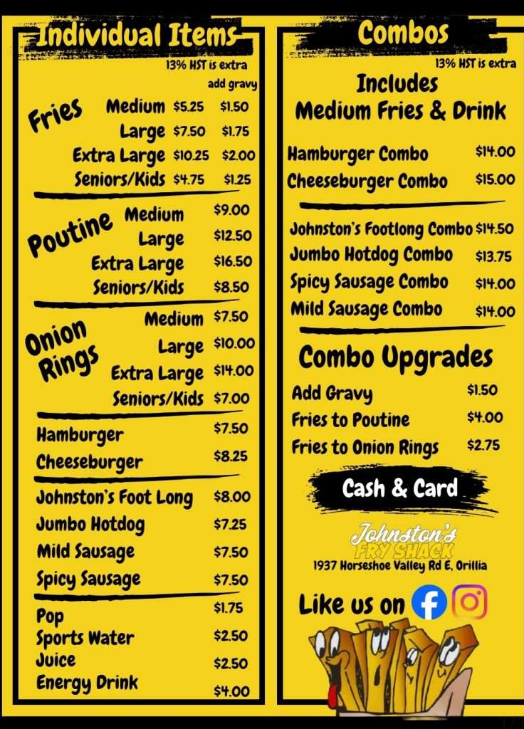 Our Menu - Johnstons Fry Shack